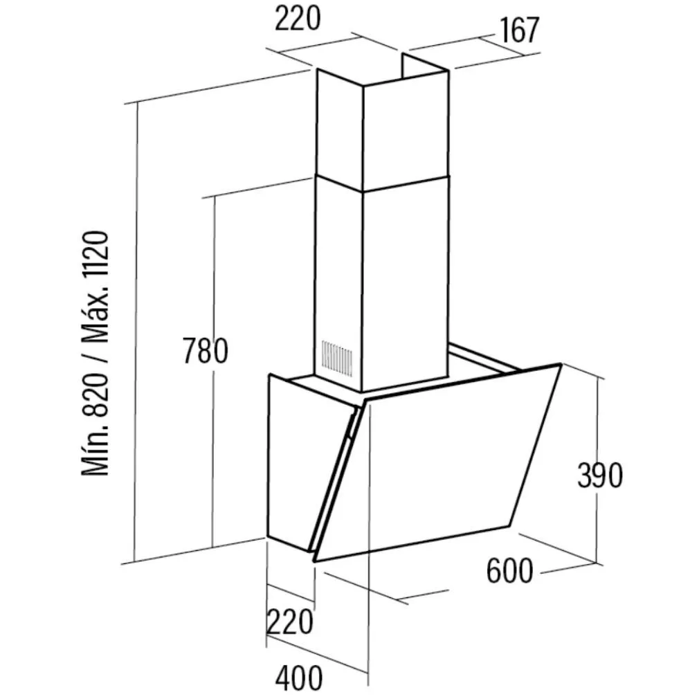 Campana Pared 60 cm - LENA 600 XGBK - Cata – Arquitec Group