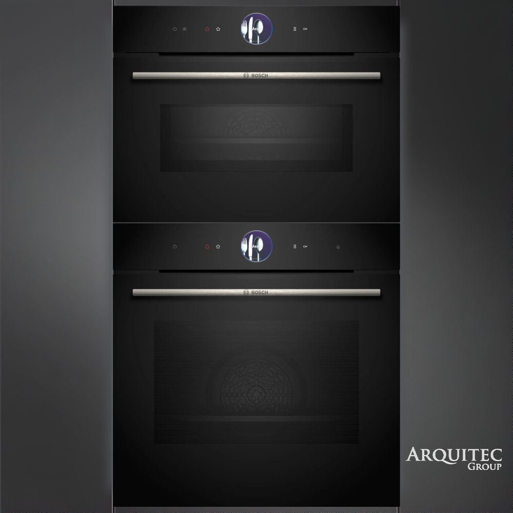 Bosch 60 cm Oven Tower | Series 8 Black - HRG7361B1 Steam Oven + CMG77 ...